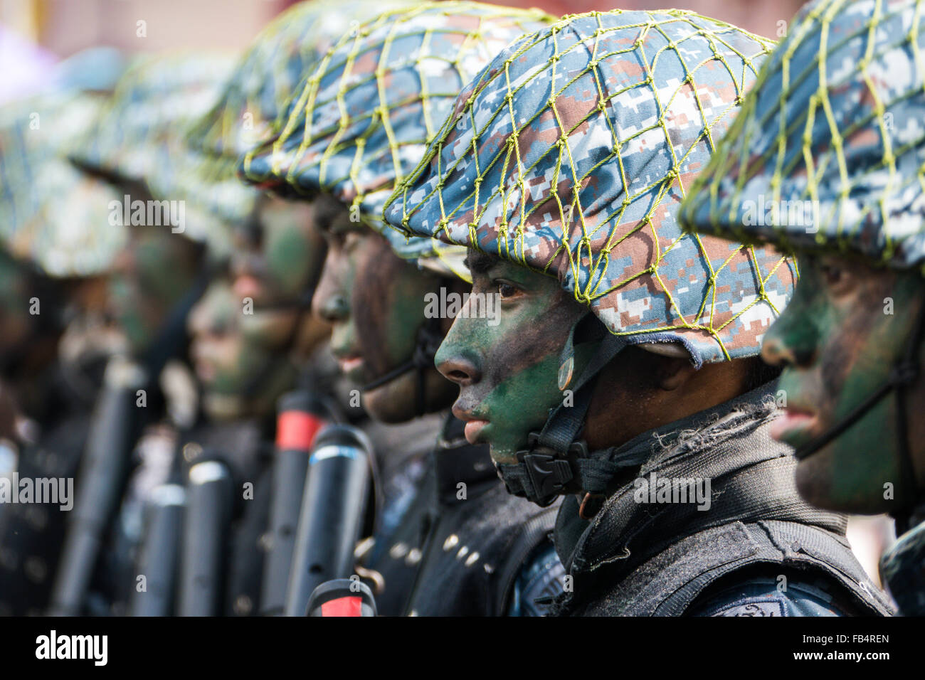 Bangkok, Thailand. 9th January, 2016. Unidentified special soldier on ...