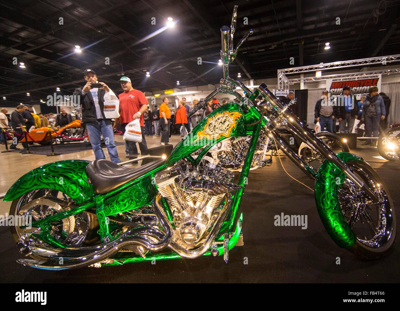 Toronto. 10th Jan, 2016. A motorcycle is on display during the 2016 ...