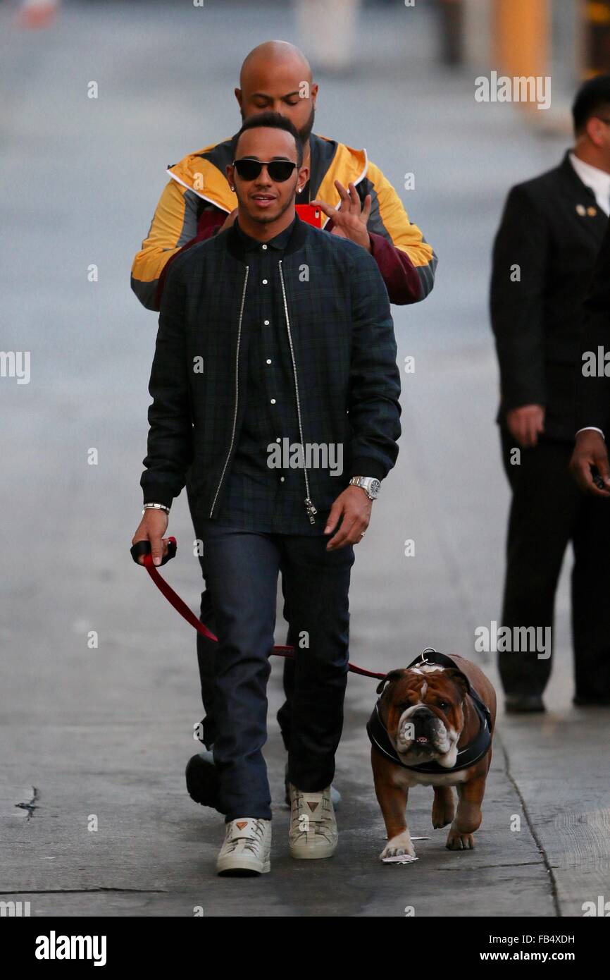Lewis hamilton and his bulldog Roscoe seen arriving at the ABC studios ...