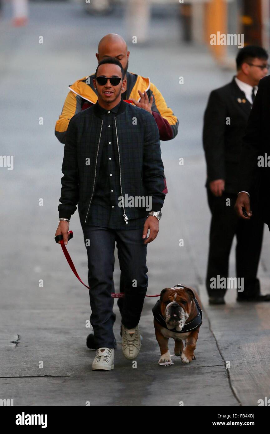 Lewis hamilton and his bulldog Roscoe seen arriving at the ABC studios ...