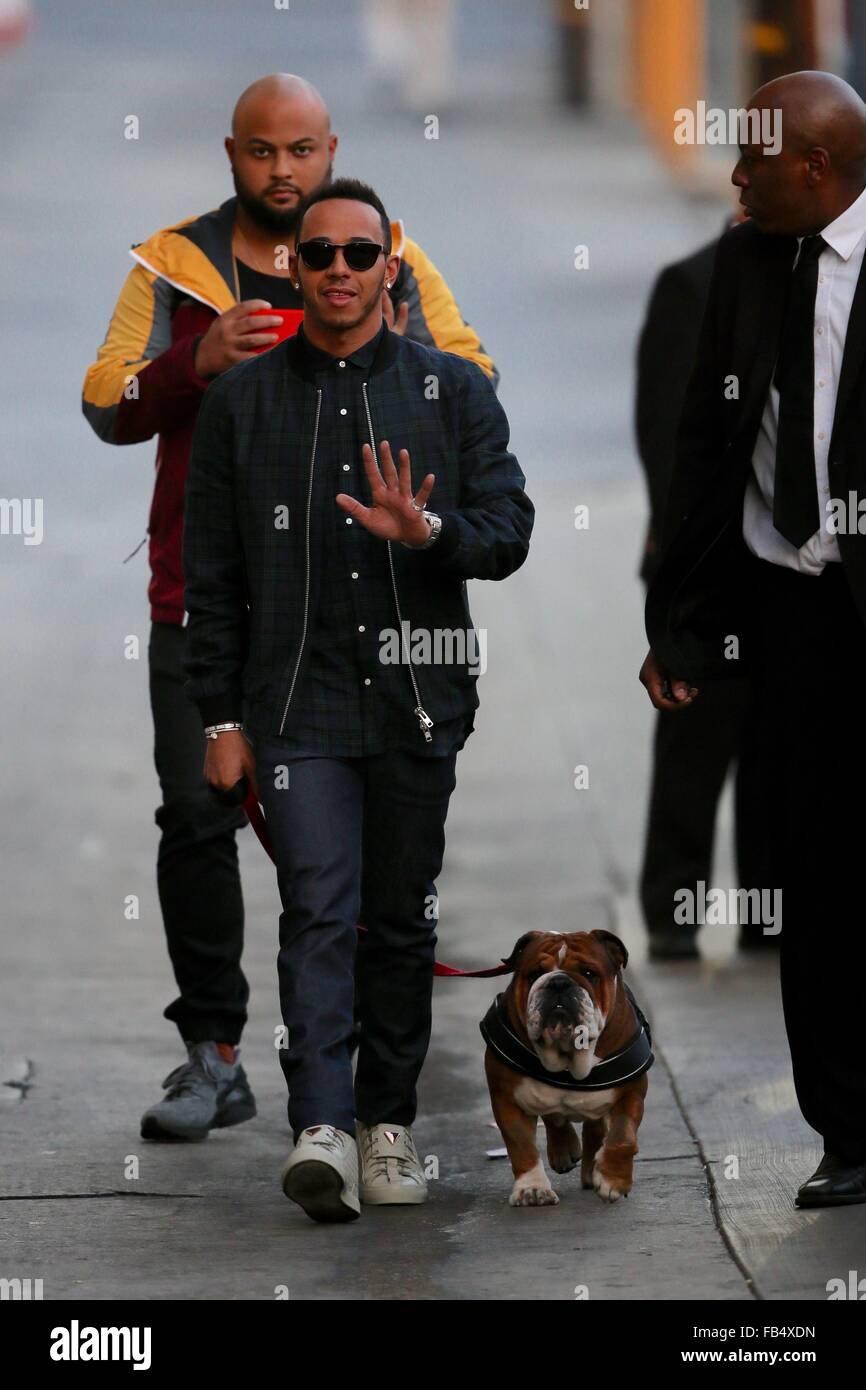 Lewis hamilton and his bulldog Roscoe seen arriving at the ABC studios ...