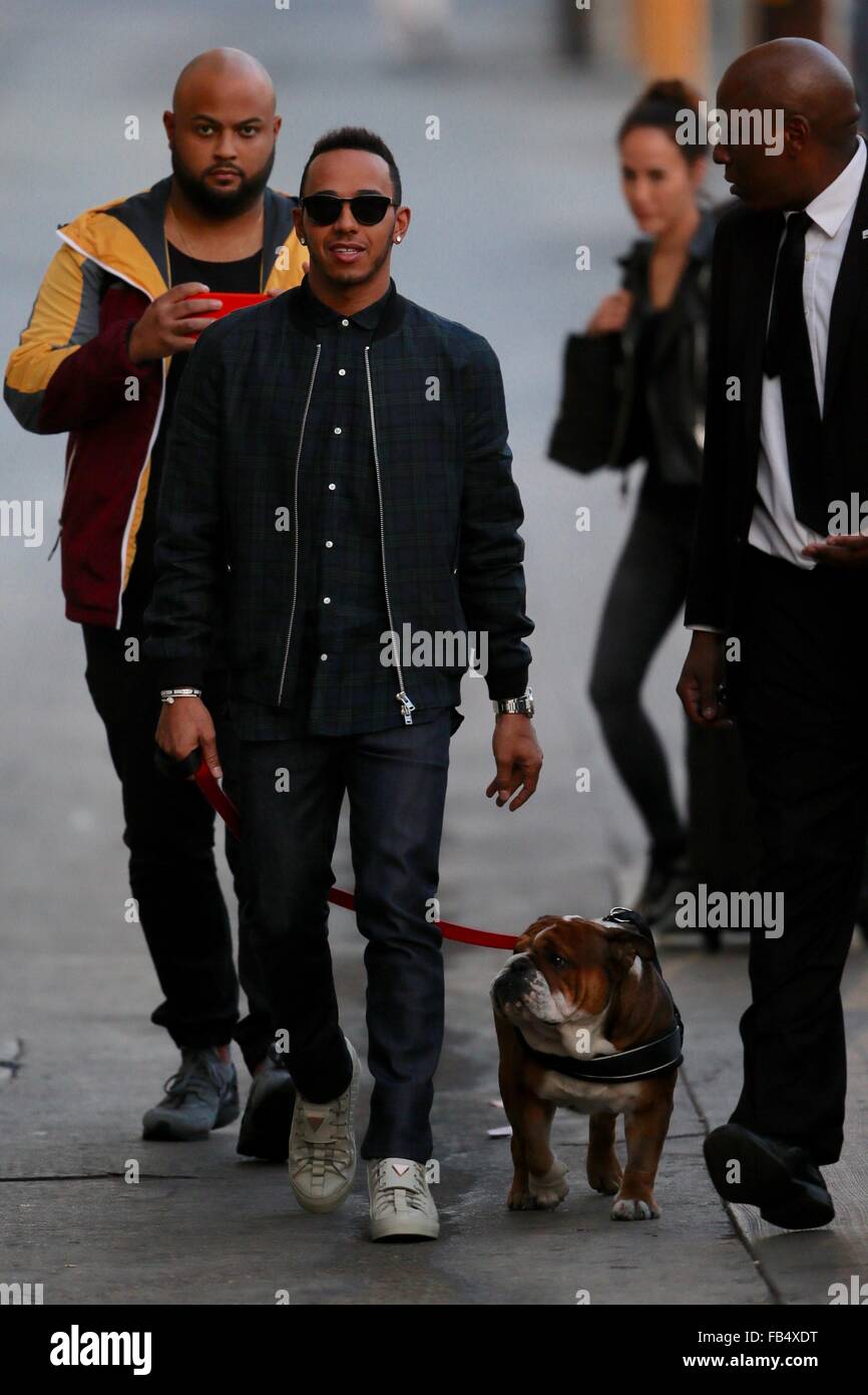 Lewis hamilton and his bulldog Roscoe seen arriving at the ABC studios ...
