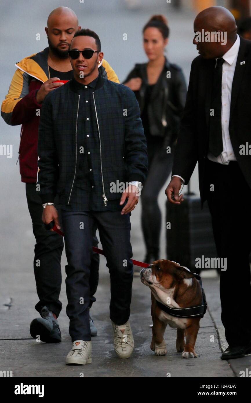 Lewis hamilton and his bulldog Roscoe seen arriving at the ABC studios ...