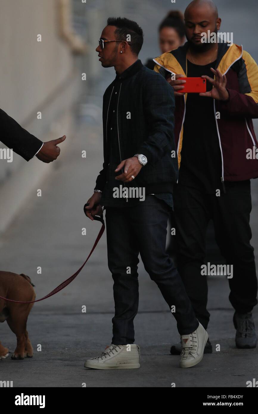 Lewis hamilton and his bulldog Roscoe seen arriving at the ABC studios ...