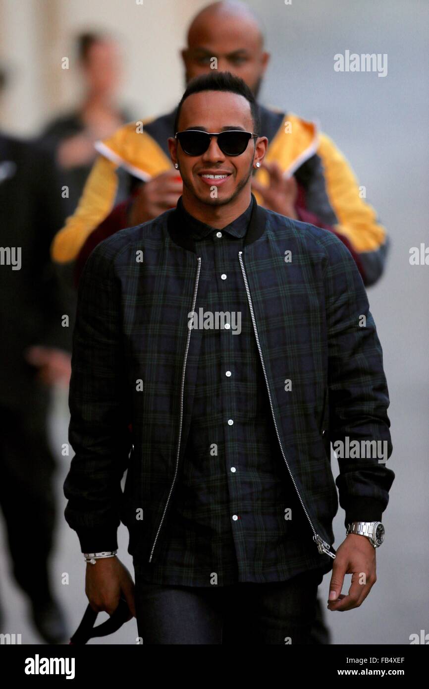 Lewis hamilton and his bulldog Roscoe seen arriving at the ABC studios ...