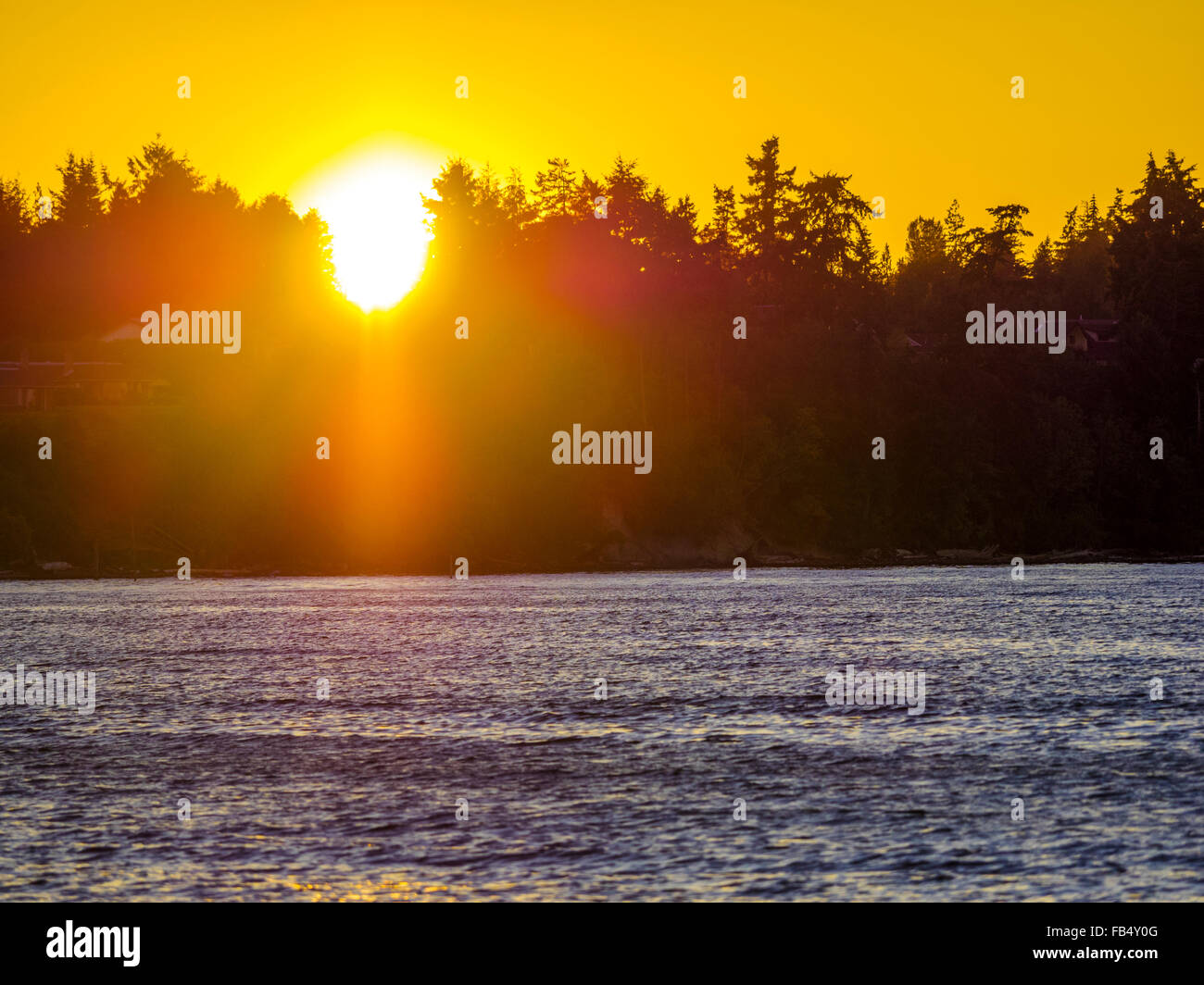 Sunset on coast of Vancouver Island, British Columbia, Canada Stock ...