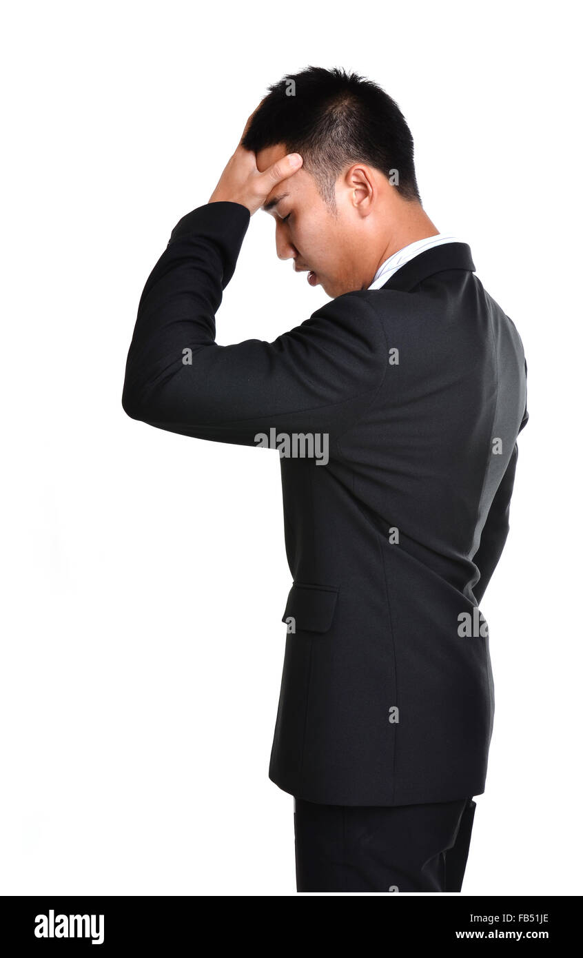 worry business man isolated on white background Stock Photo - Alamy