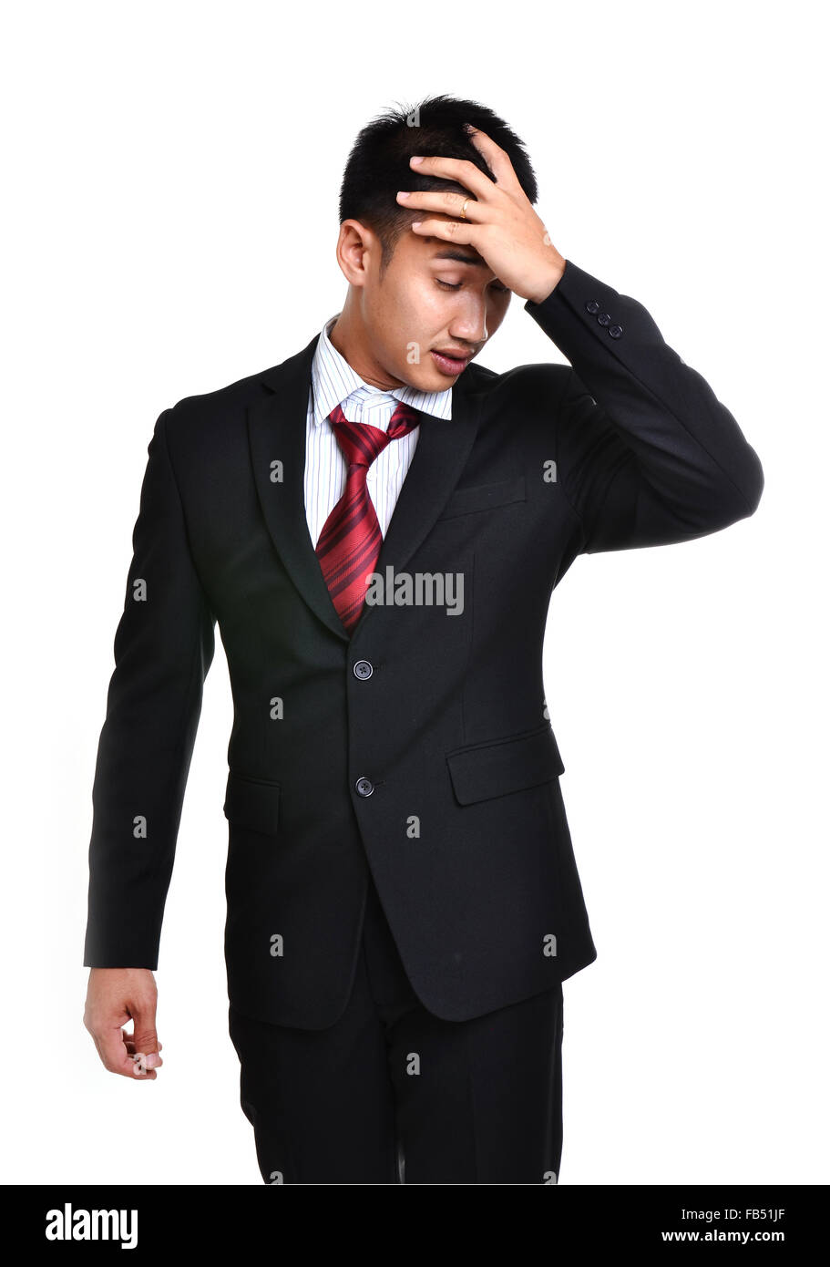 worry business man isolated on white background Stock Photo - Alamy