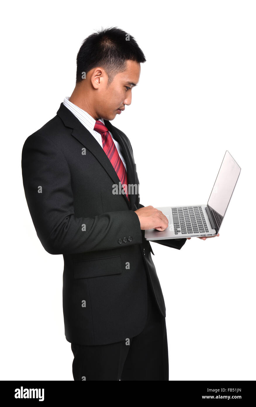 business man with laptop isolated on white background Stock Photo - Alamy