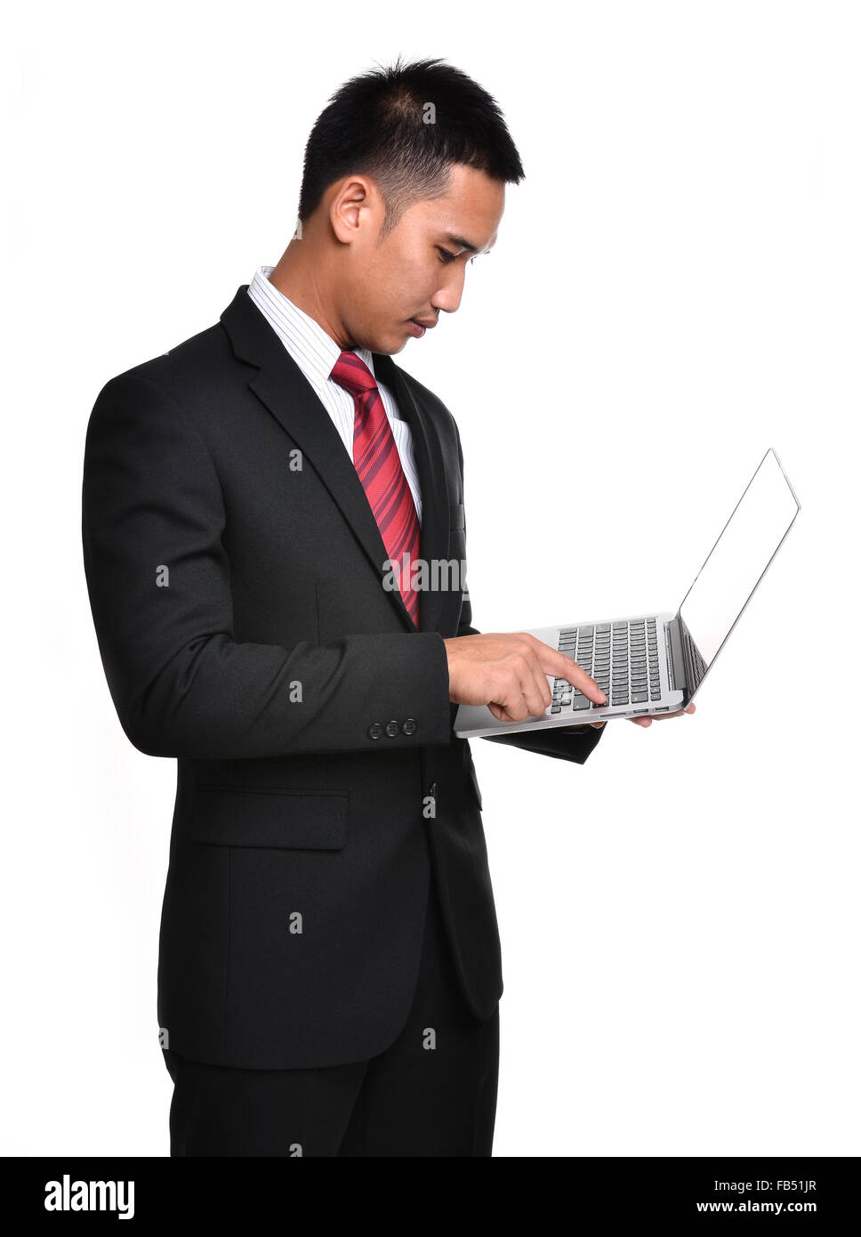 business man with laptop isolated on white background Stock Photo - Alamy