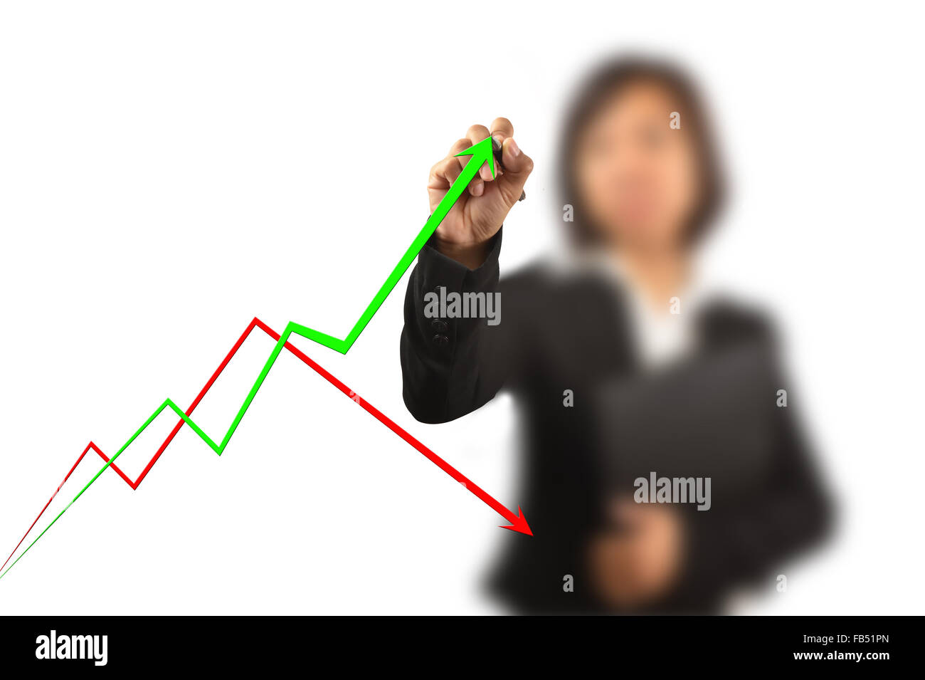 working women write a business graph Stock Photo - Alamy