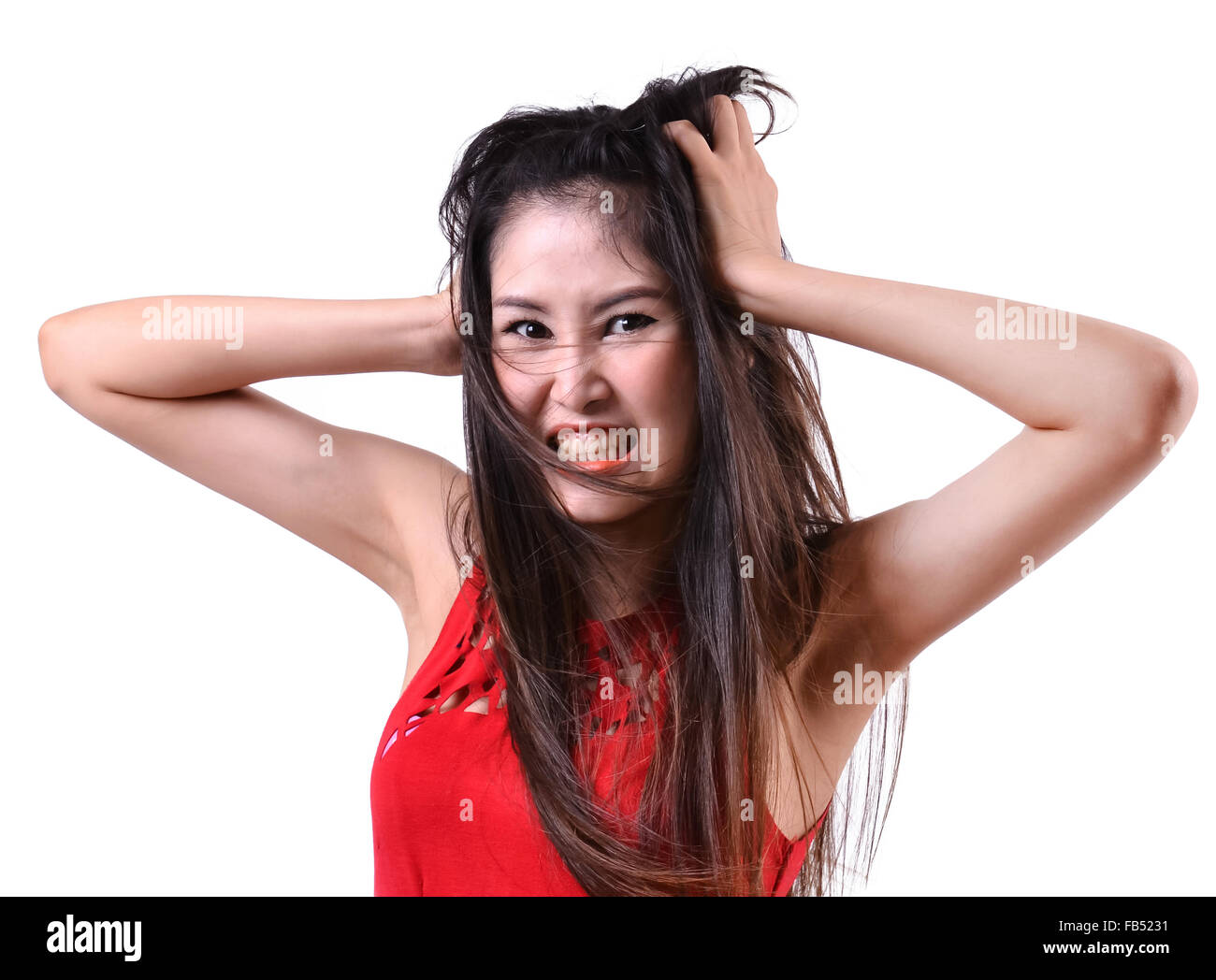 Angry pretty women isolated on white background Stock Photo - Alamy