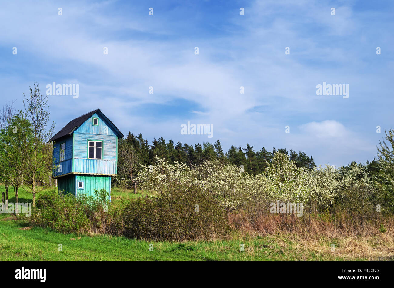 Village landscape. Spring garden Stock Photo - Alamy