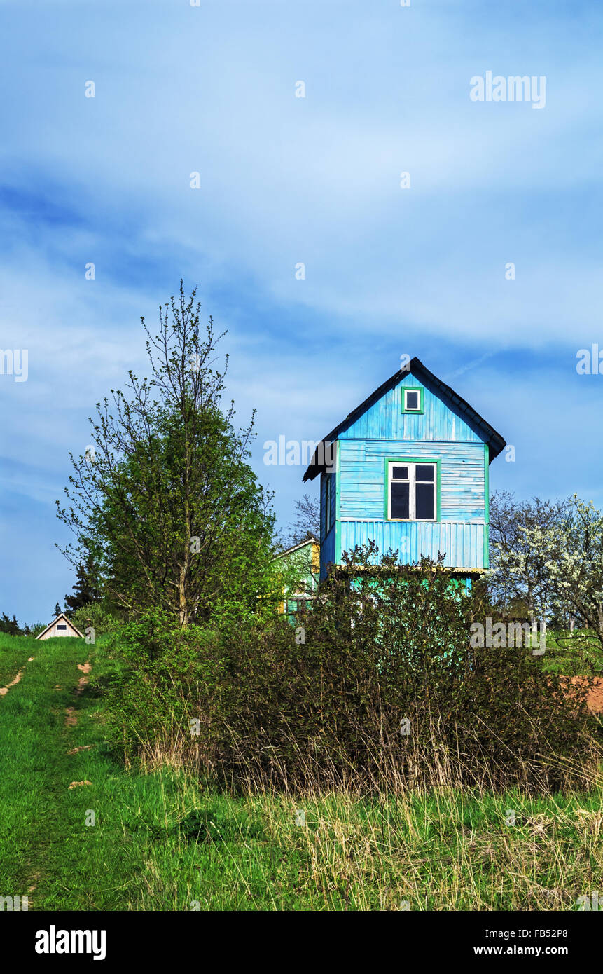 Village landscape ( Dacha ). Spring garden Stock Photo - Alamy