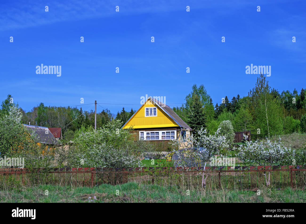 Village landscape.Spring garden Stock Photo - Alamy
