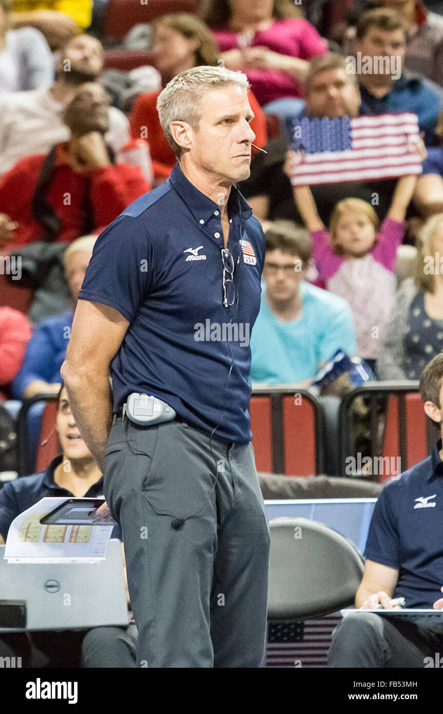 Lincoln, NE USA. 09th Jan, 2016. United States head coach Karch Kiraly ...