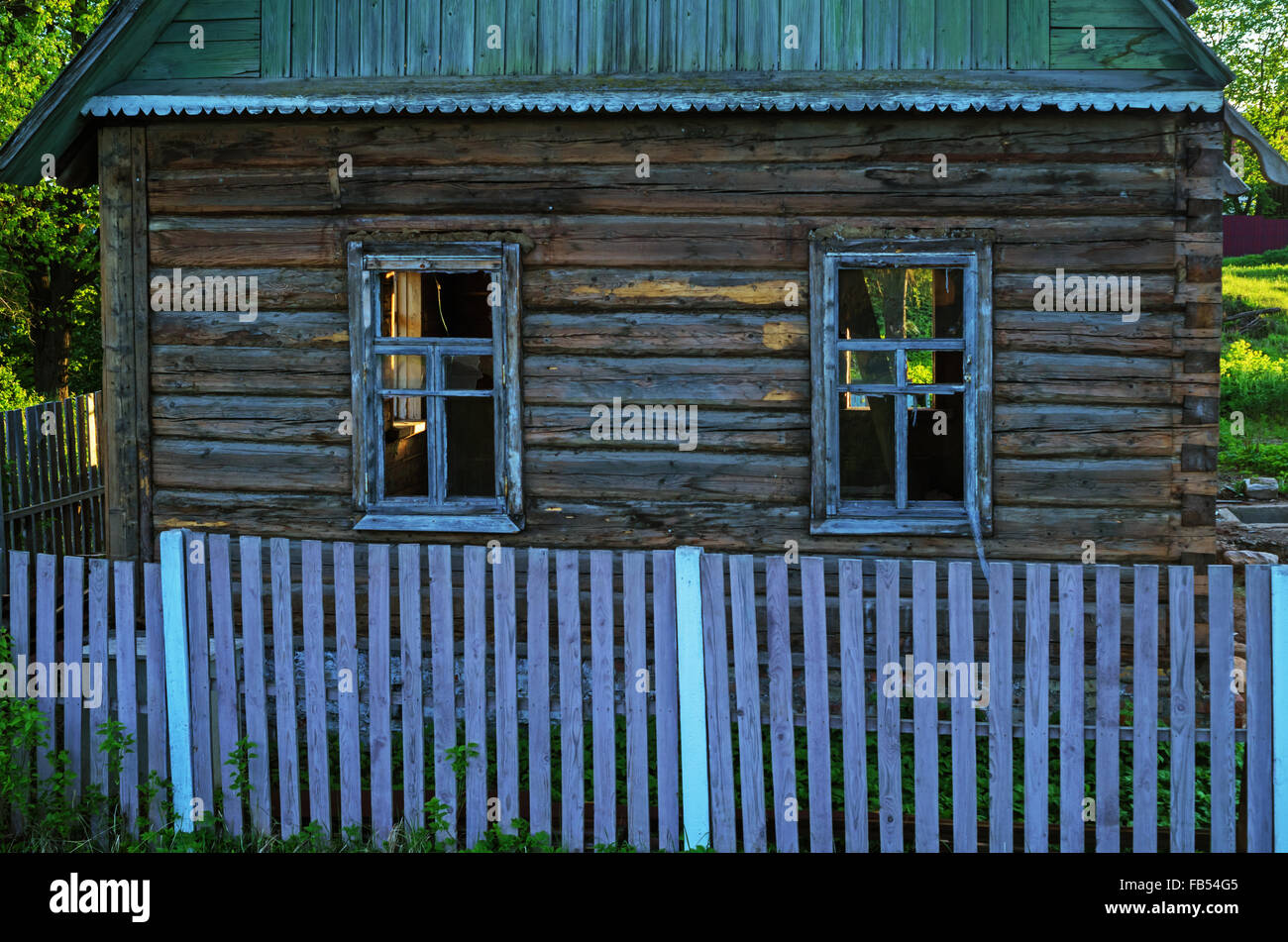Village landscape. Old wooden house Stock Photo - Alamy