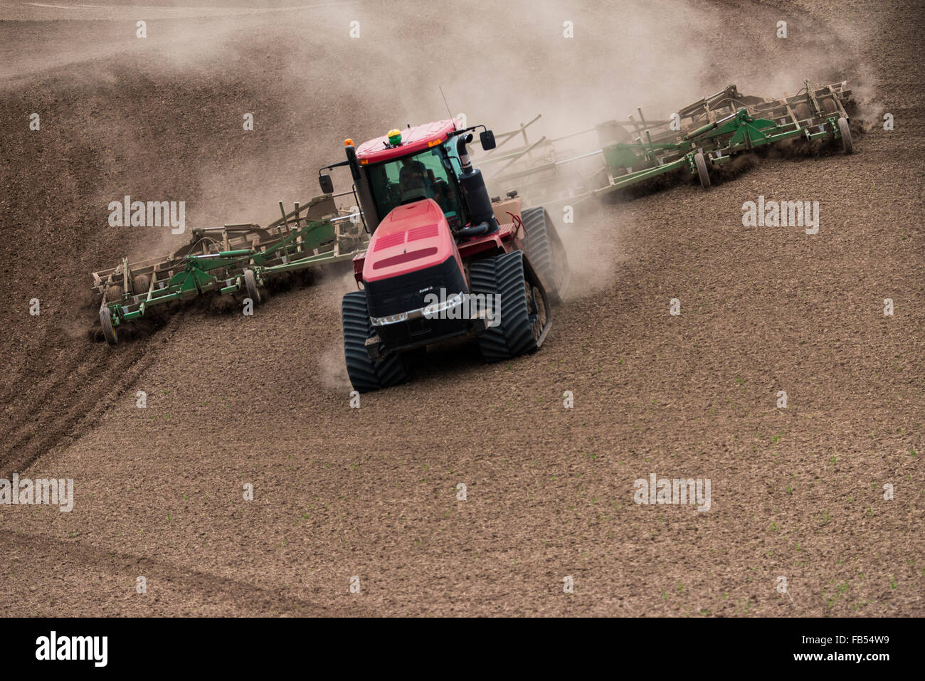 Case quadtrac tractor cultivating a garbanzo bean seedbed in the ...