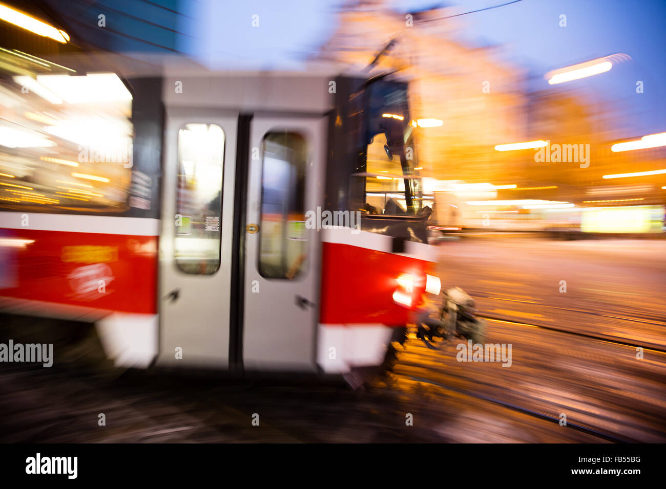 Red european tram hi-res stock photography and images - Alamy