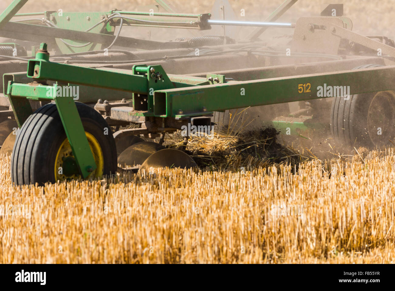 Case quadtrac tractor discing a field of wheat stubble in the Palouse ...