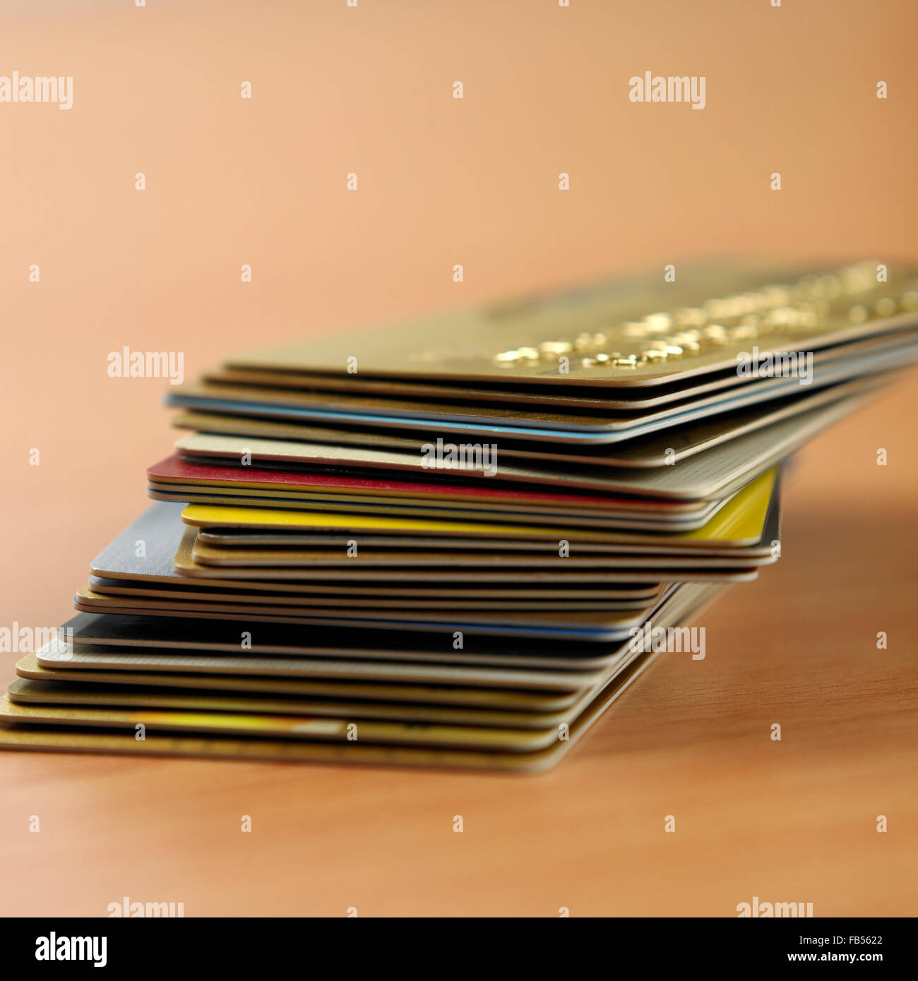 a stack of credit cards on the table top Stock Photo - Alamy