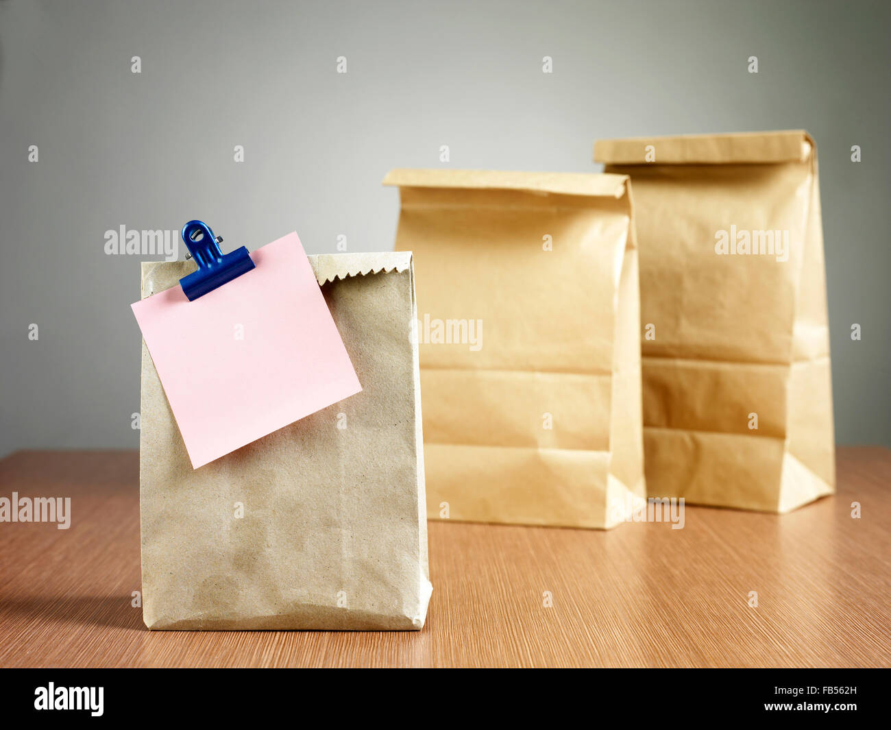 Lunch bag with note Stock Photo - Alamy