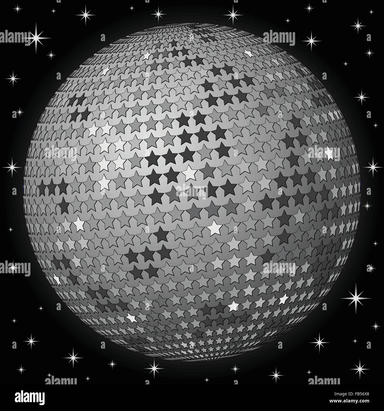 Abstract gray shiny ball on a black background. Vector illustration ...