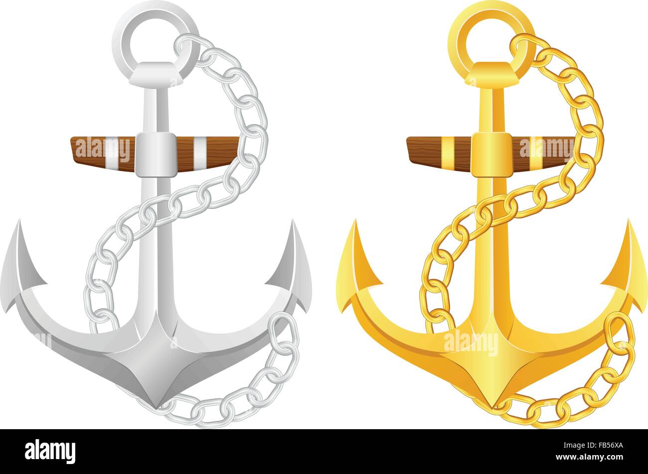 Two anchors on a white background. Vector illustration Stock Vector ...