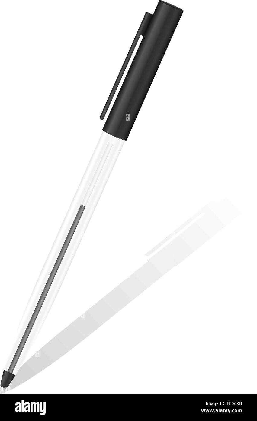 Ballpoint pen and shadow on a white background. Vector illustration ...