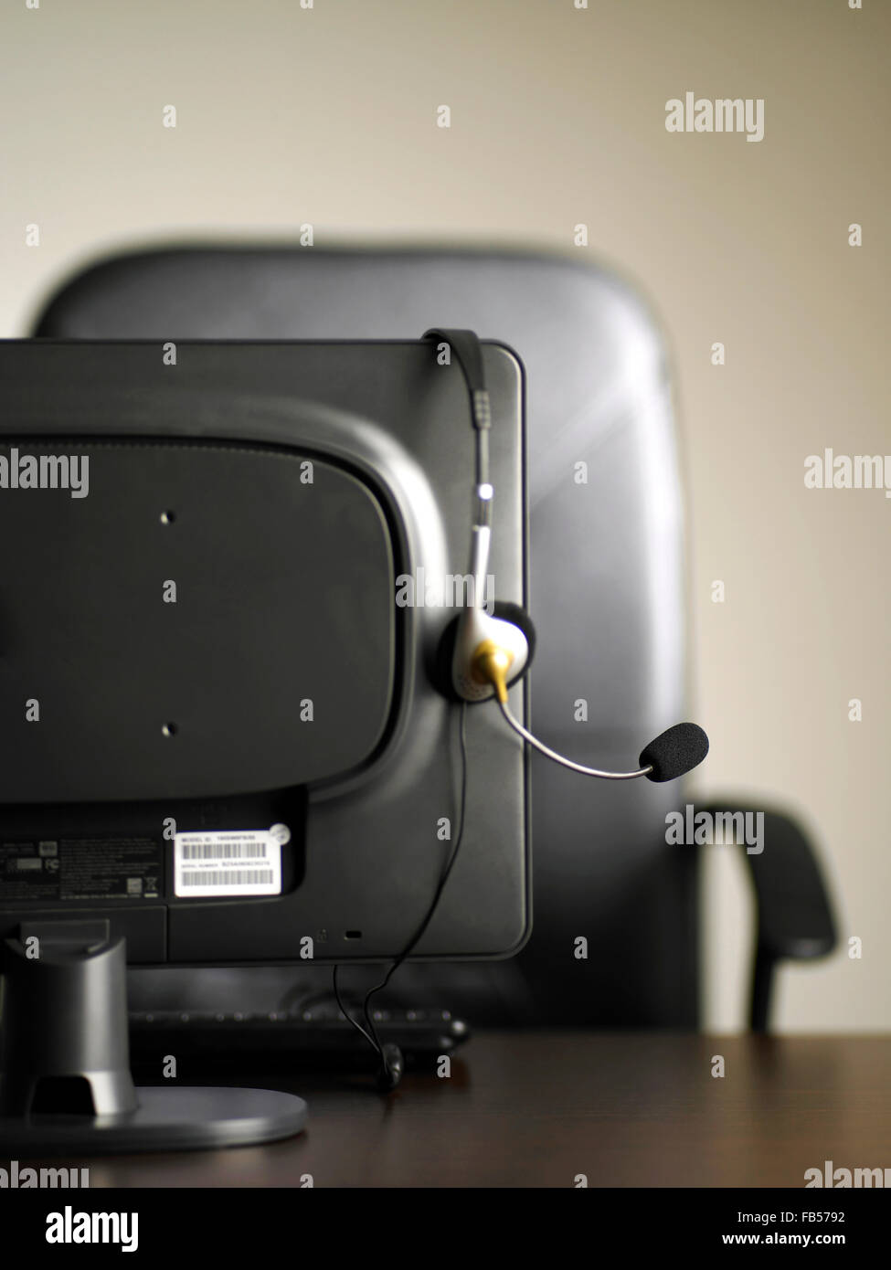 back view of computer set on the office table Stock Photo - Alamy