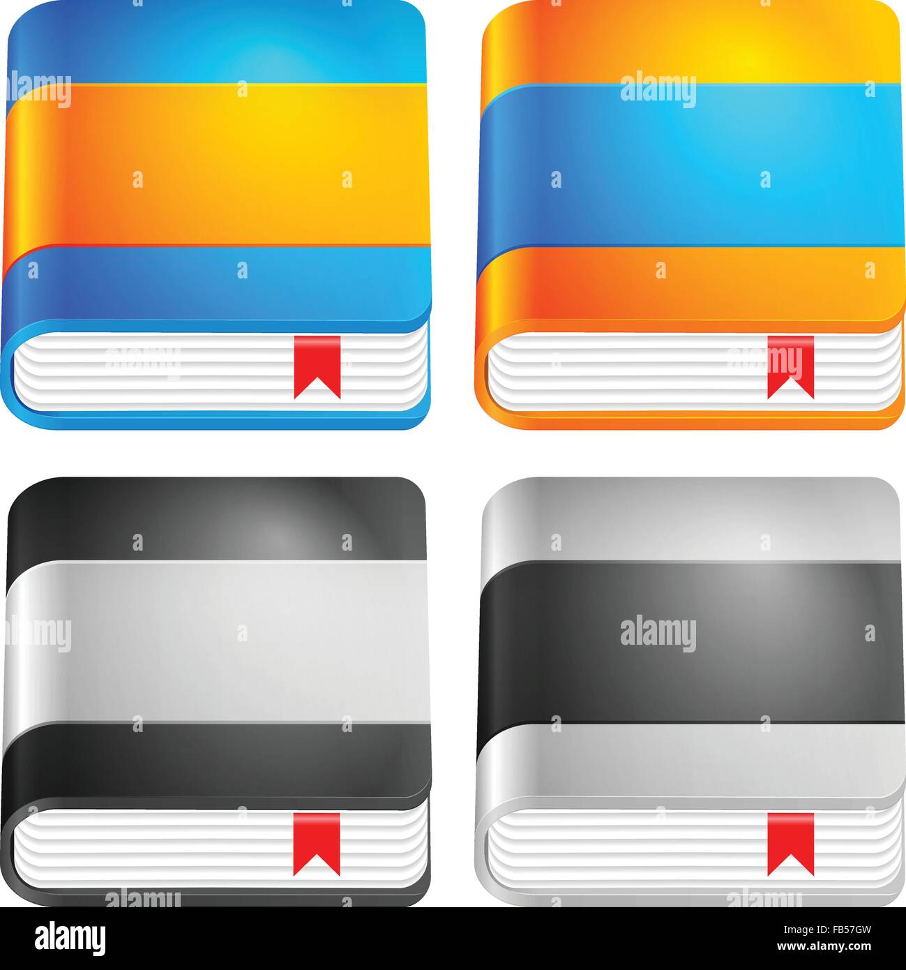 Hardcover book set on white background. Vector illustration Stock ...