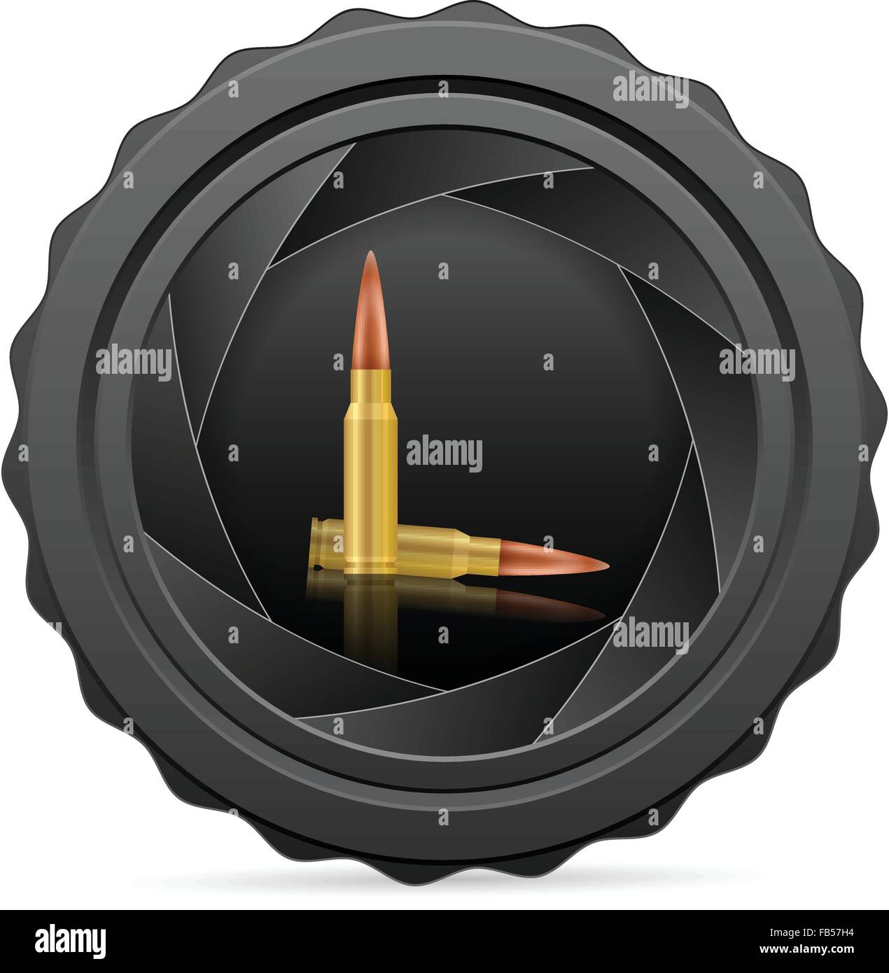 Camera shutter with bullets on white background. Vector illustration ...