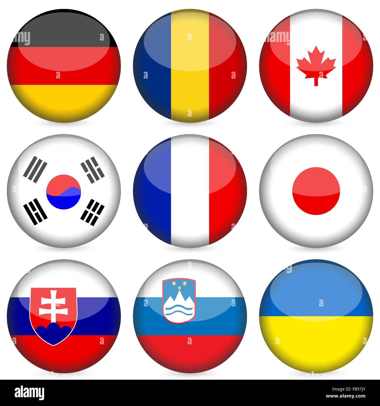 Circle national flag icon set. Vector illustration Stock Vector Image ...