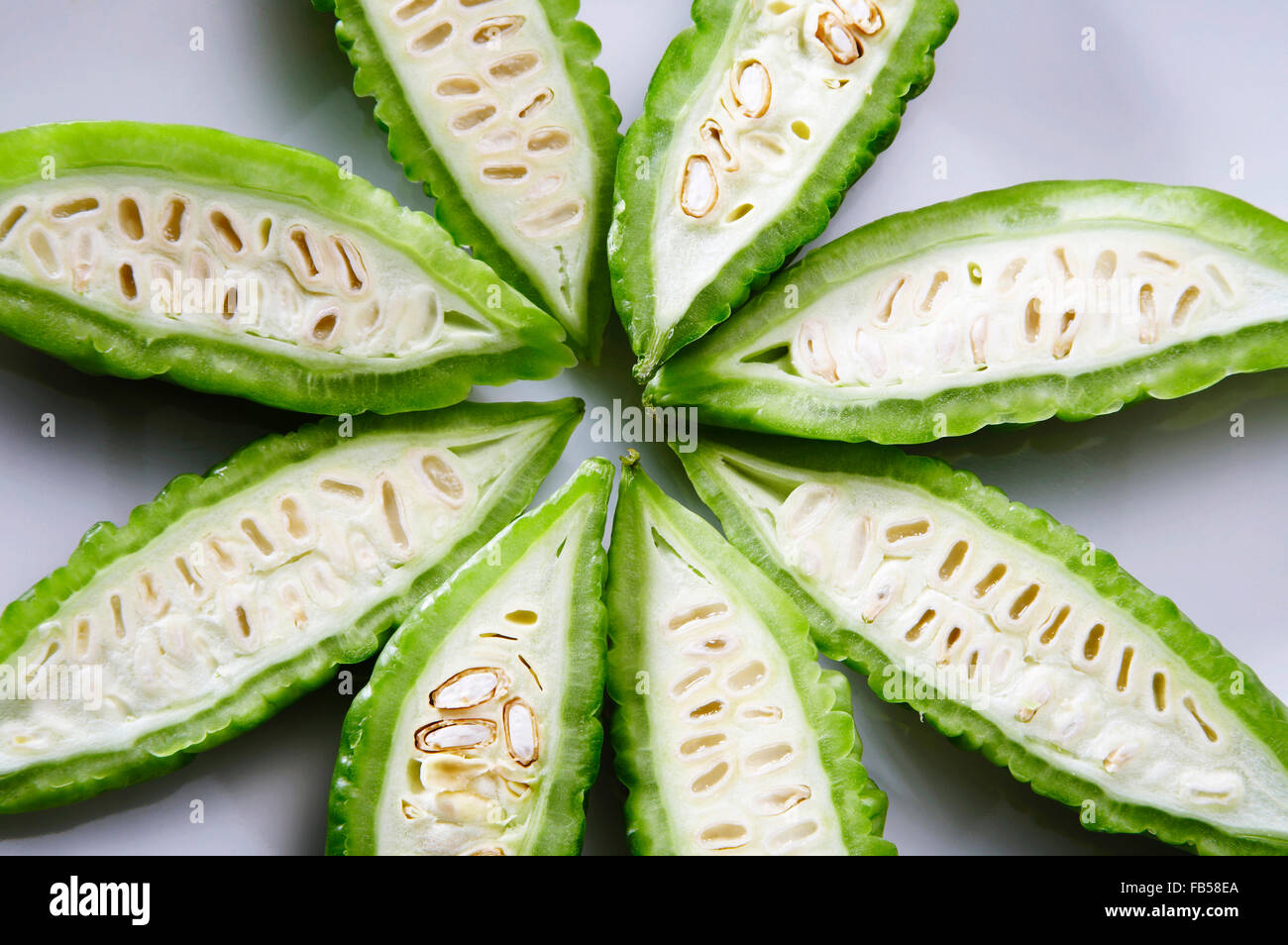shot of bitter guard on the white background Stock Photo - Alamy