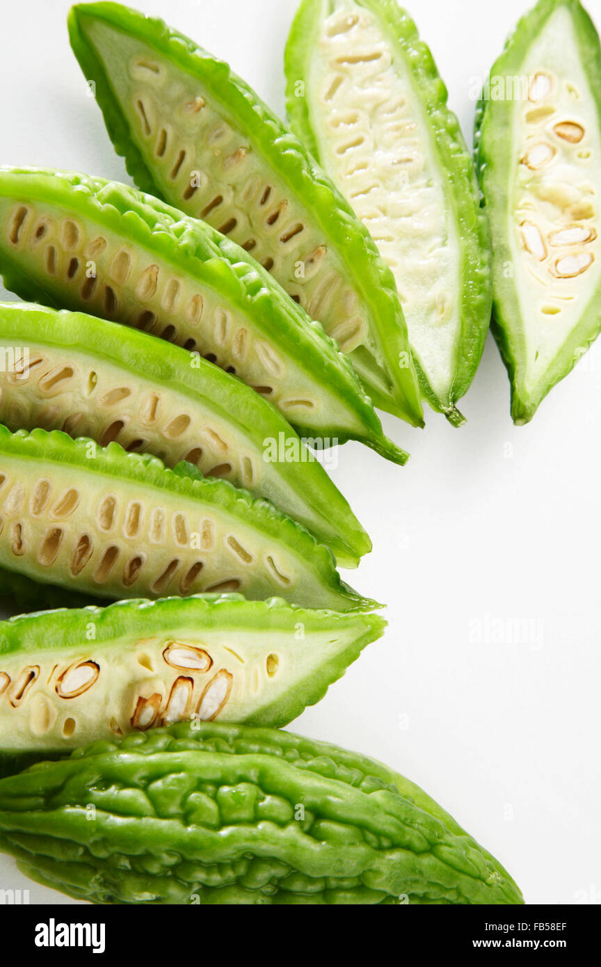 shot of bitter guard on the white background Stock Photo - Alamy