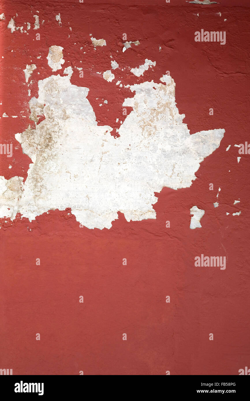 old red color wall torn and fated Stock Photo - Alamy