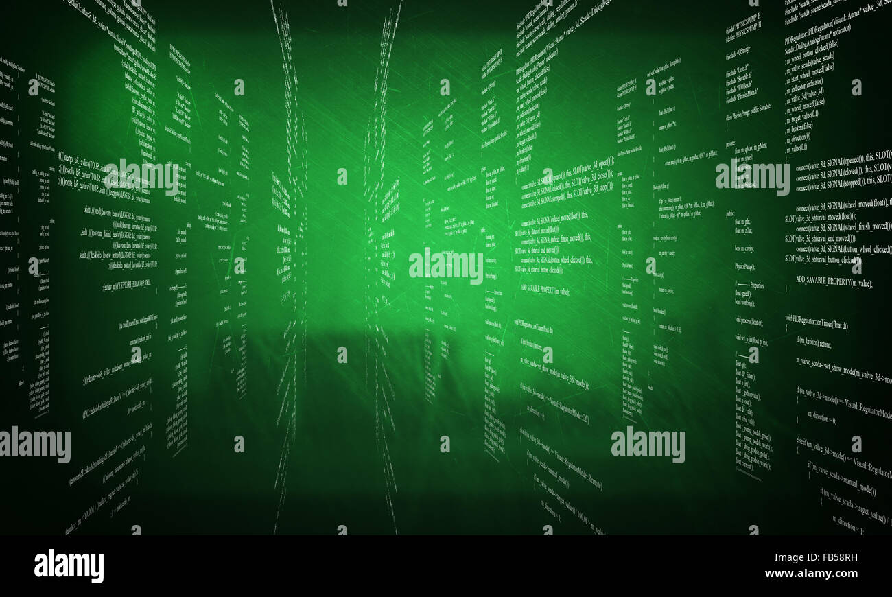 Matrix background with the green symbols Stock Photo - Alamy