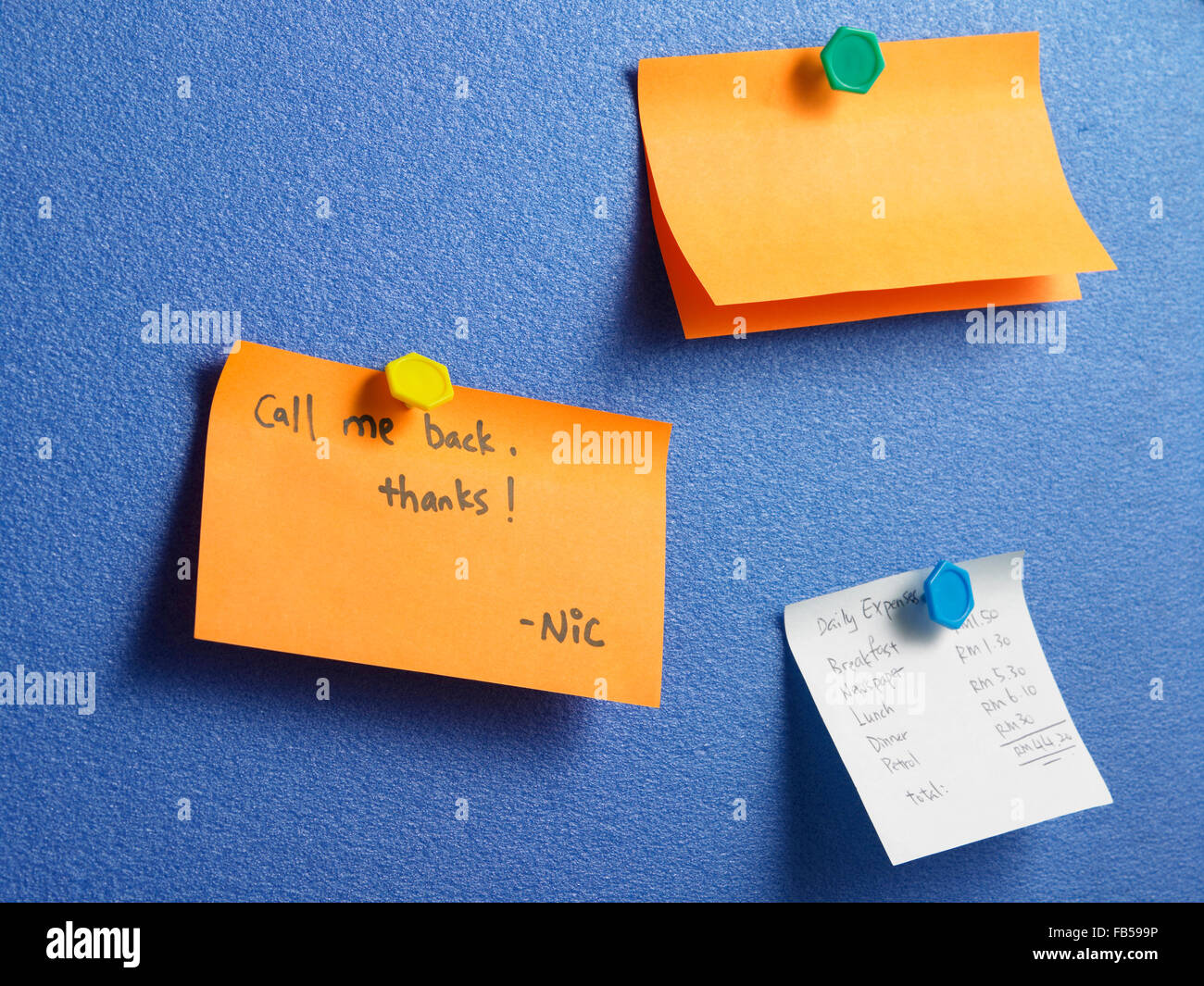notebook or adhesive note on the notice board Stock Photo - Alamy