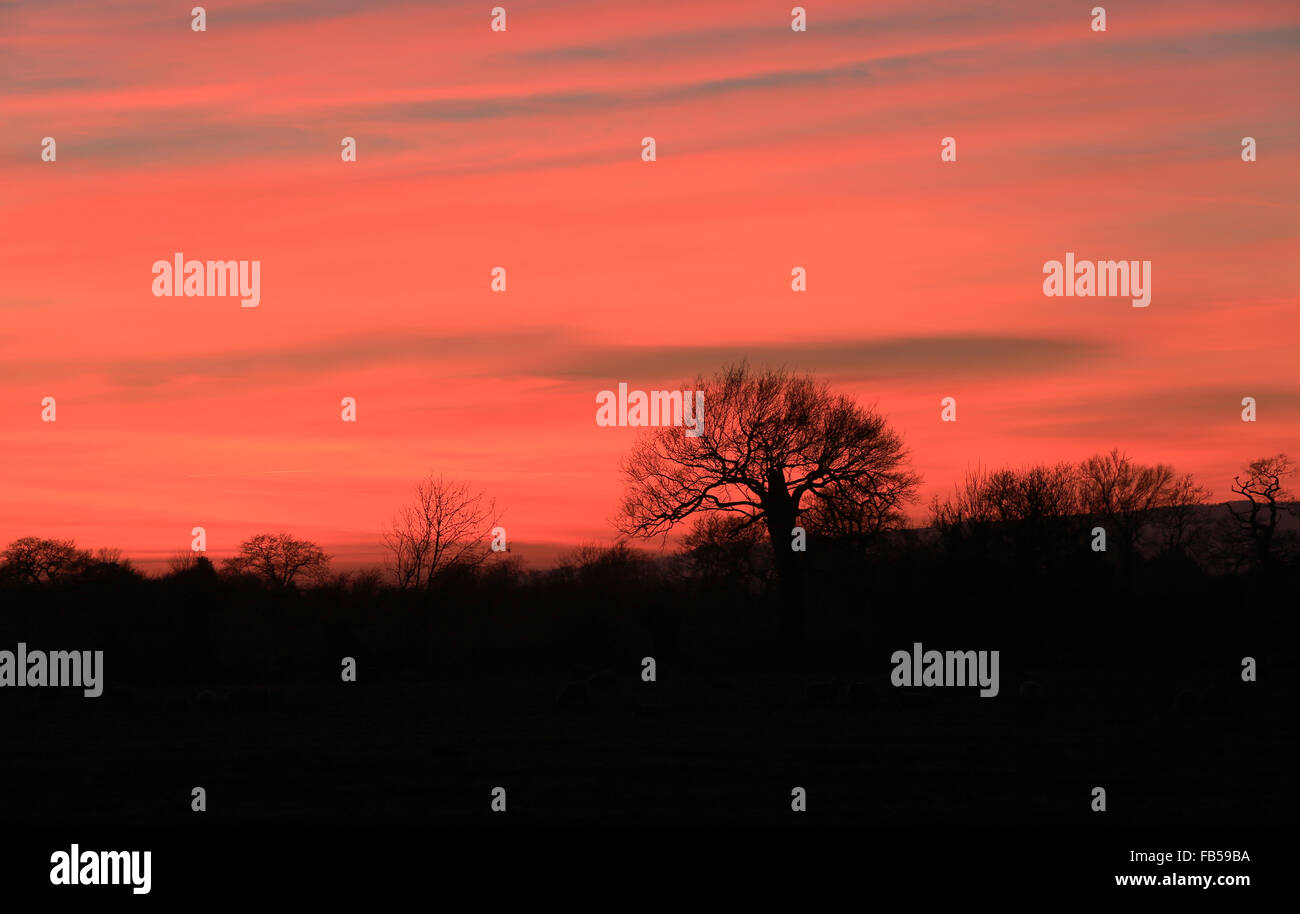 Sunset in the Cotswolds Stock Photo - Alamy