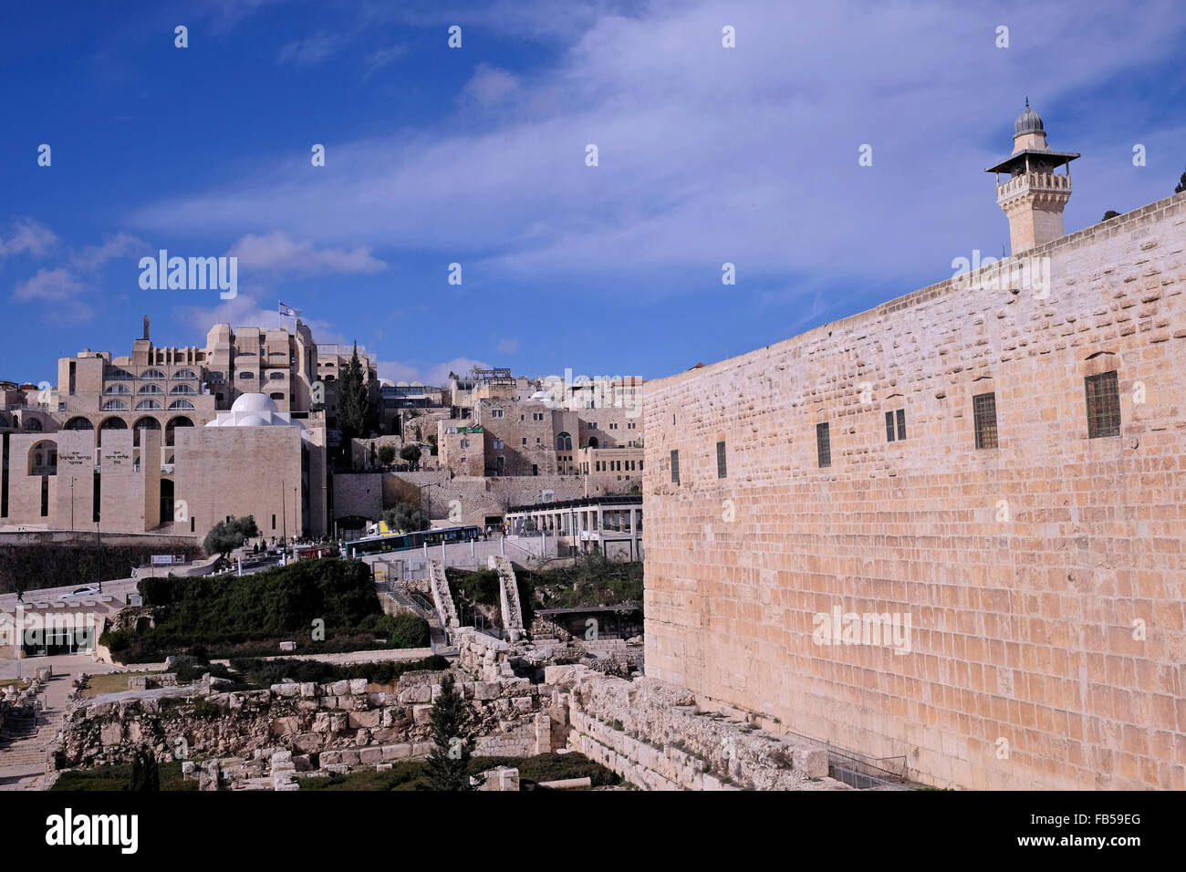 View of the southern wall of Haram al Sharif and the Jewish Quarter in ...