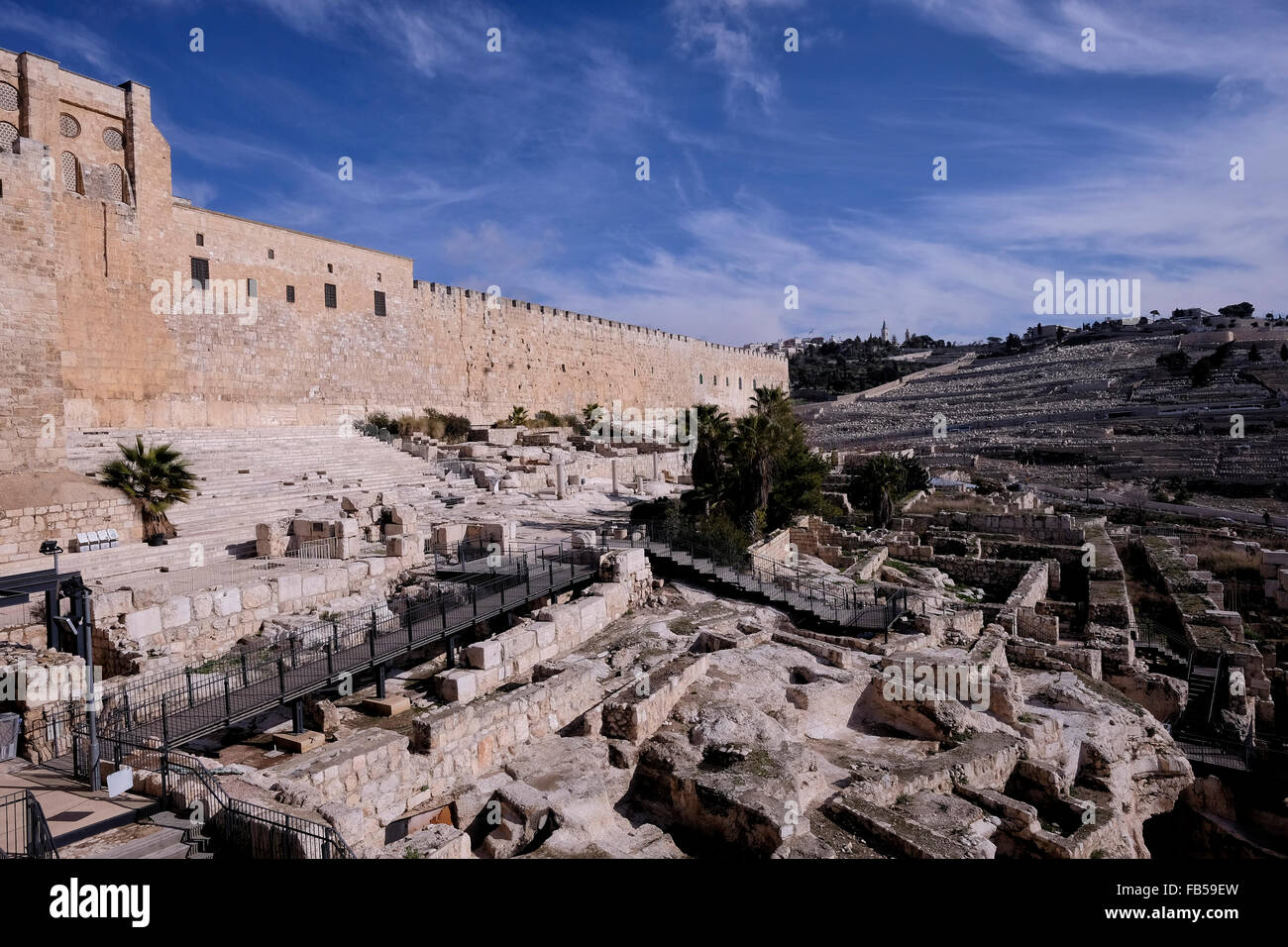 Ruins from the Umayyad period at the Jerusalem Archeological Park along ...
