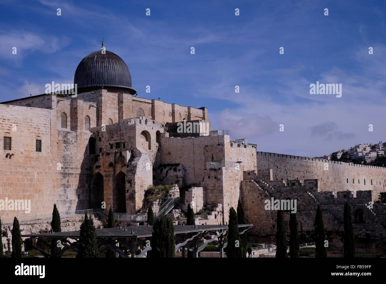View of the archaeological park and El Aksa Mosque along the southern ...