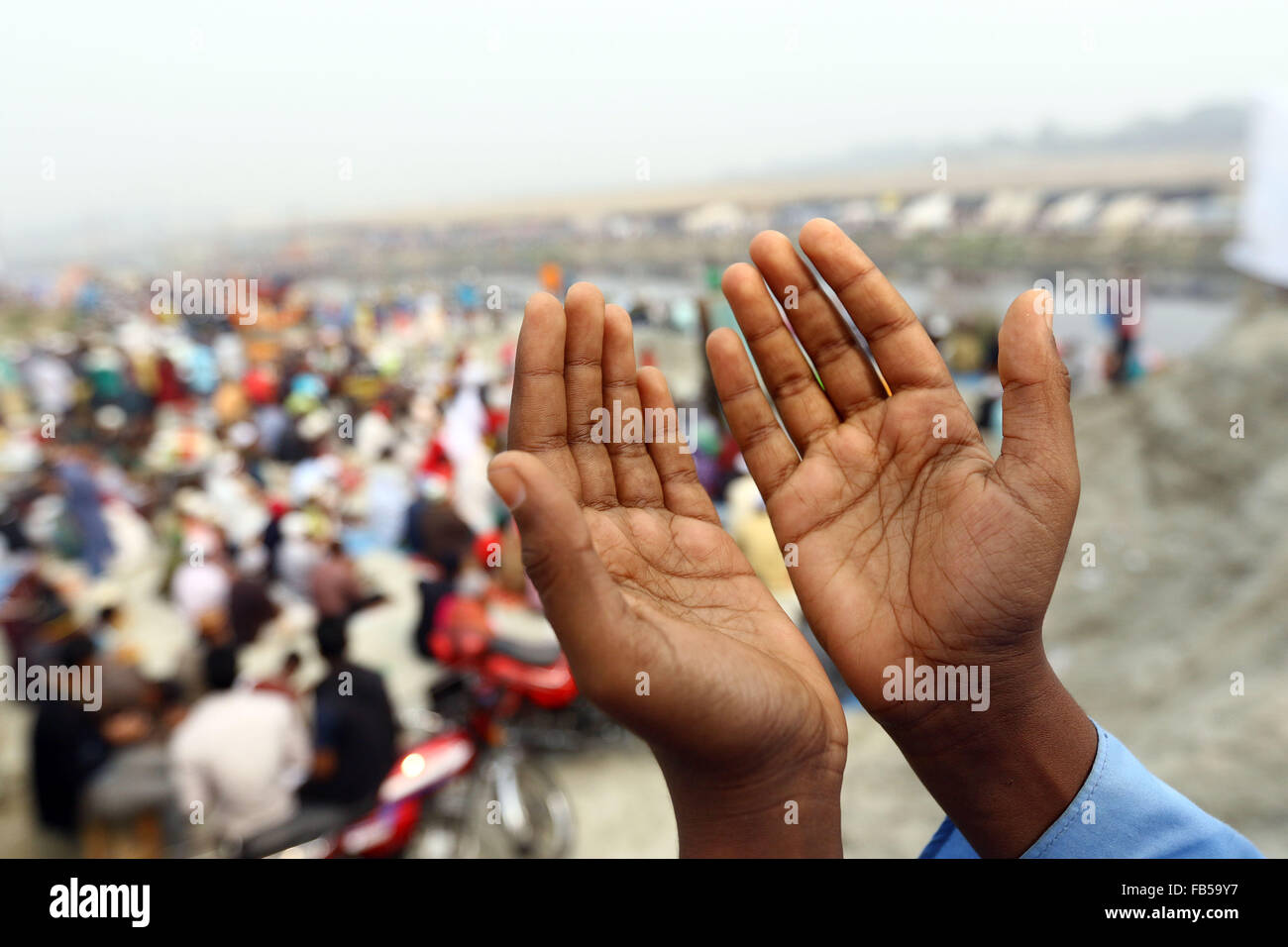Devotees attend the Akheri Munajat (concluding prayer) the first phase ...