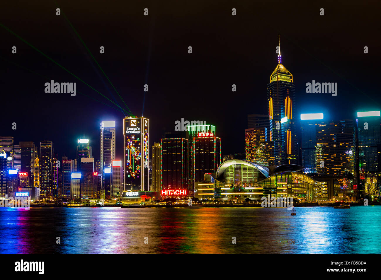 Hong Kong Skyline Kowloon at night Stock Photo - Alamy