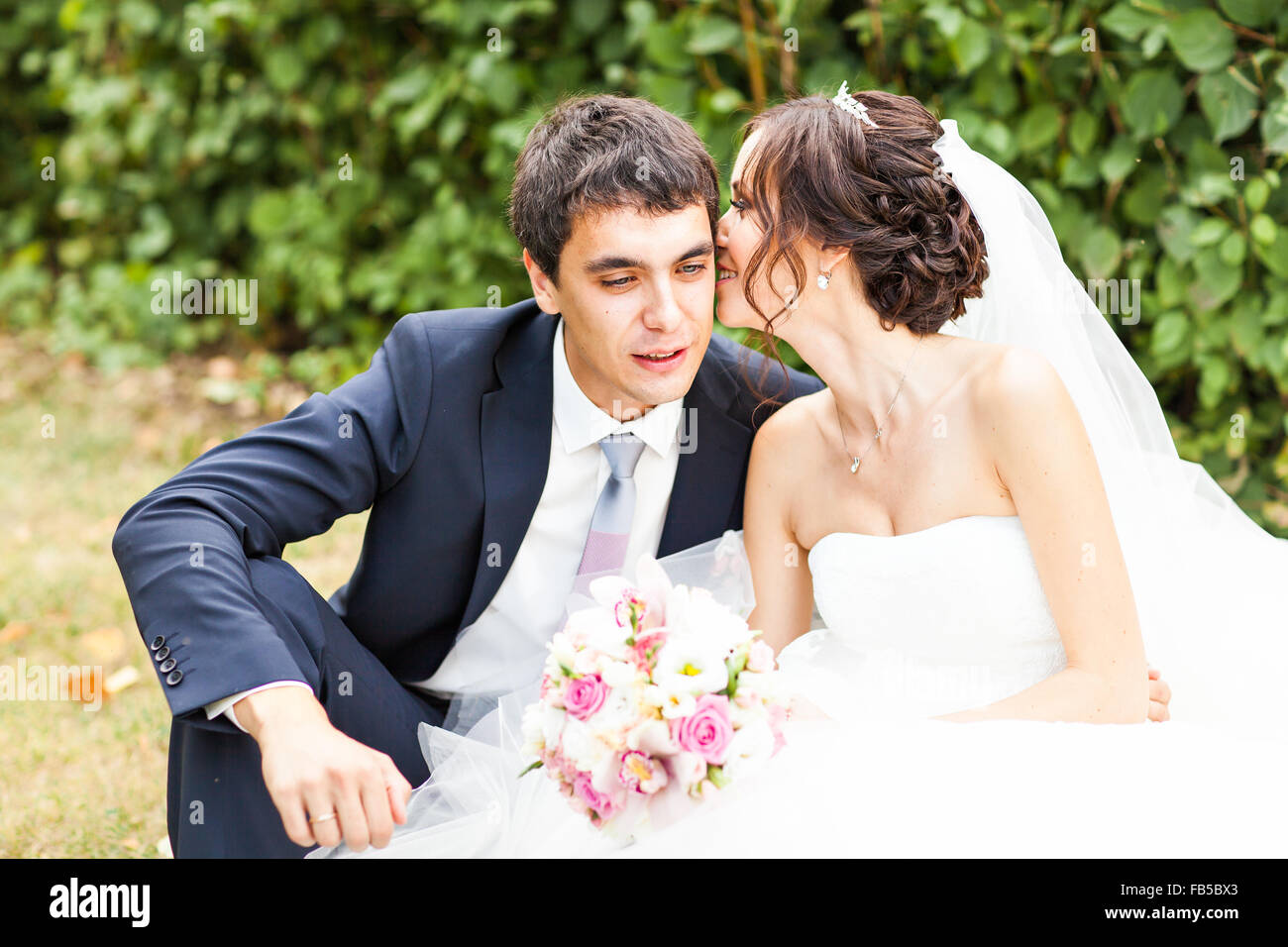 Happy bride and groom on their wedding Stock Photo - Alamy