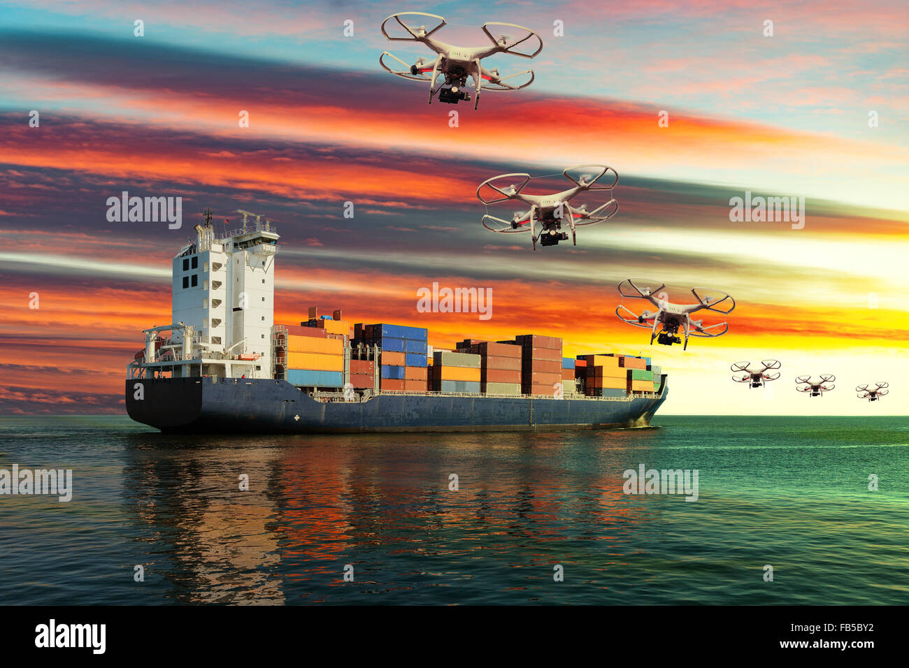 Flying drone sea ship hi-res stock photography and images - Alamy