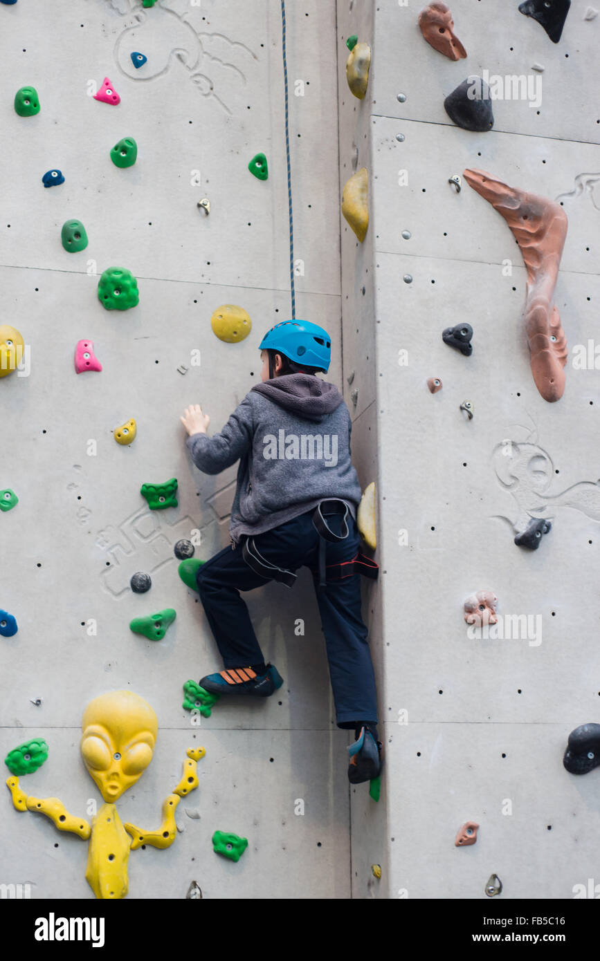 Boy climbing at Edinburgh International climbing Arena (EICA) near ...