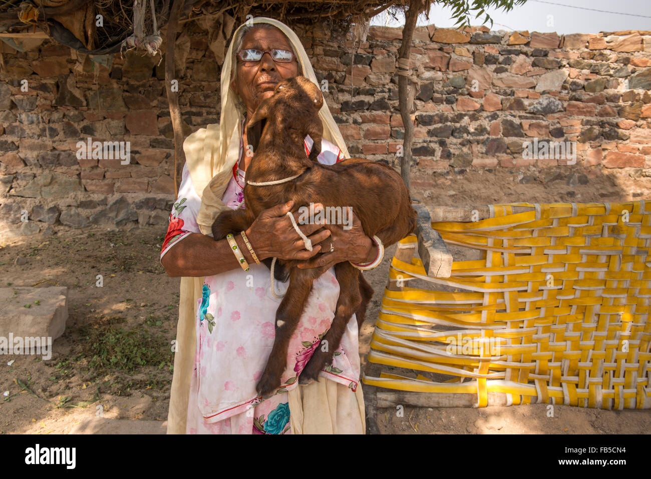 Old Lady With Goat Stock Photo - Alamy