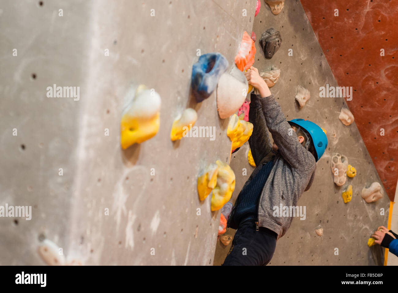 boy free climbing at Edinburgh International climbing Arena (EICA) near ...