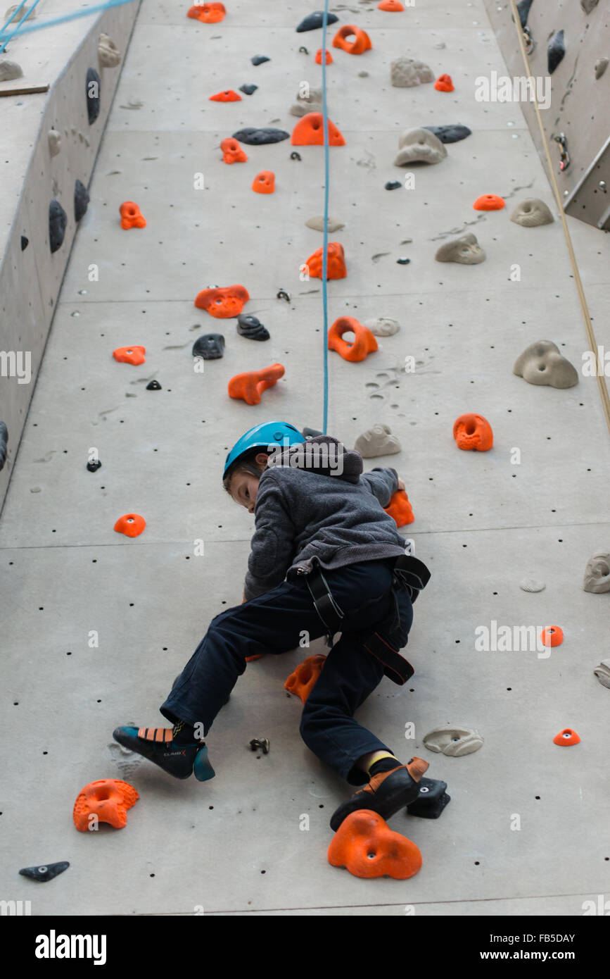 Boy climbing at Edinburgh International climbing Arena (EICA) near ...